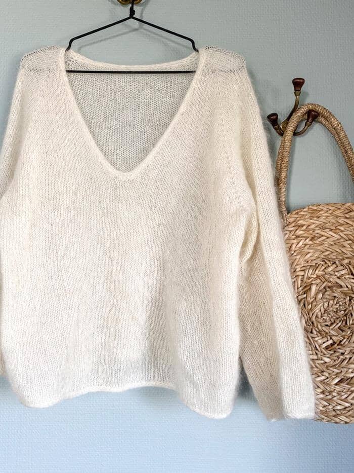 Cumulus Blouse (sweater) by Petiteknit, Silk mohair yarn kit (ex patte